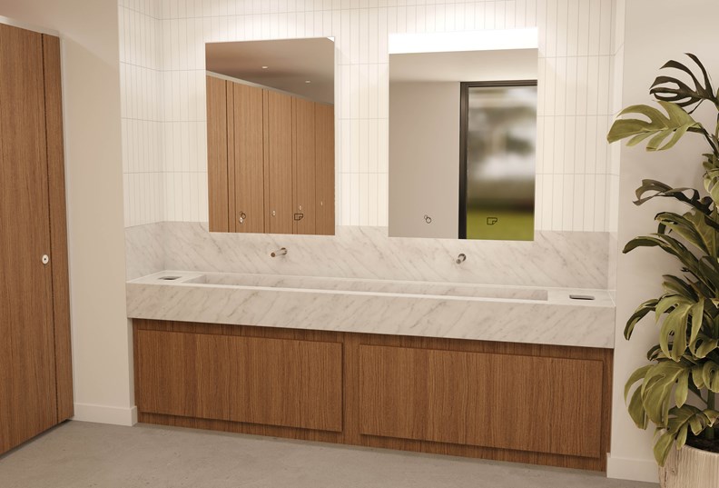 Solid Surface washtroughs | Venesta Washrooms