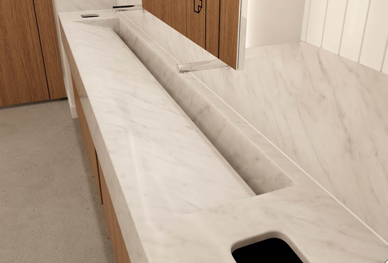 Solid Surface washtroughs | Venesta Washrooms
